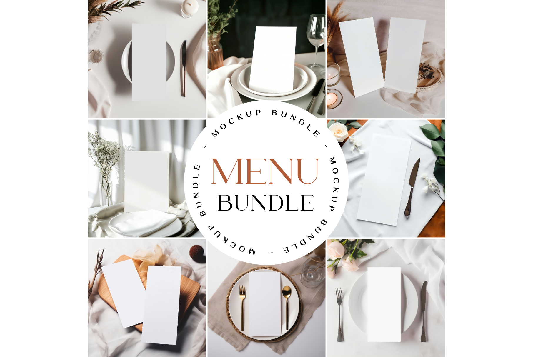 Menu Mockup Bundle, Menu Card Mockup, a Product Mockup by TatiMockup