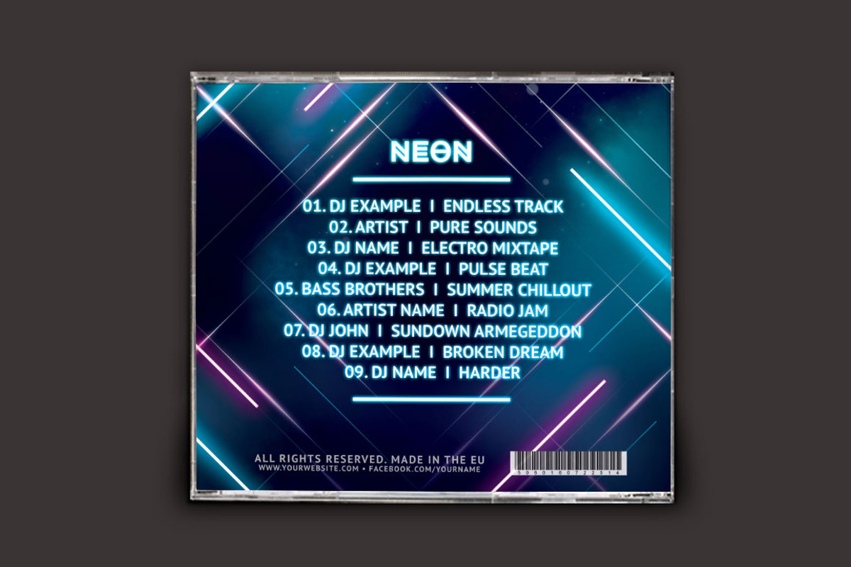 Neon CD Cover Artwork, a Templates & Theme by styleWish