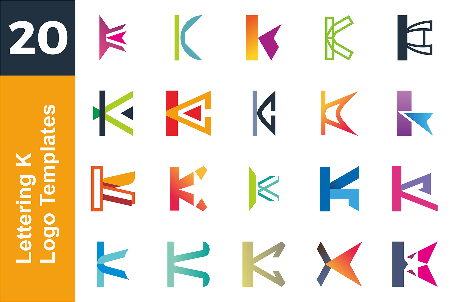 20 Logo Lettering K Template Bundle, a Branding & Logo Template by ...