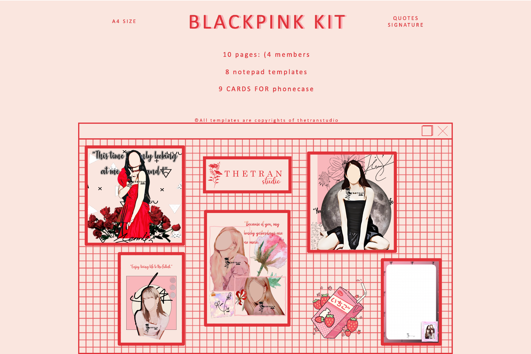 Black Pink Kit Card Notepad Digital