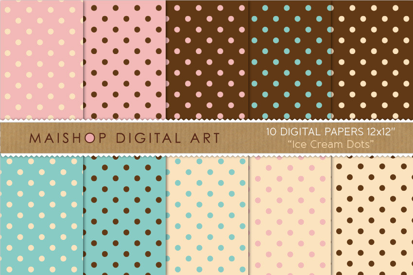 Digital Papers Ice Cream Dots, a Pattern Graphic by Maishop