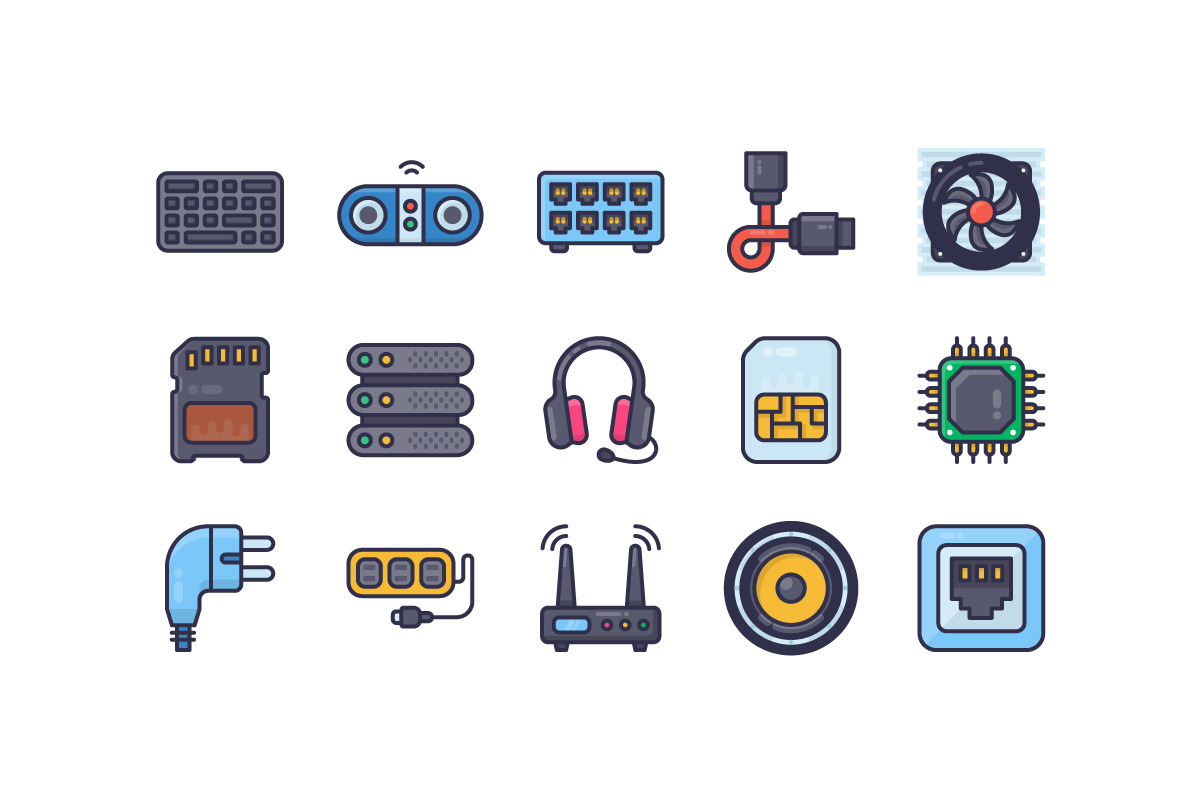 Computer and Hardware Filled Icons