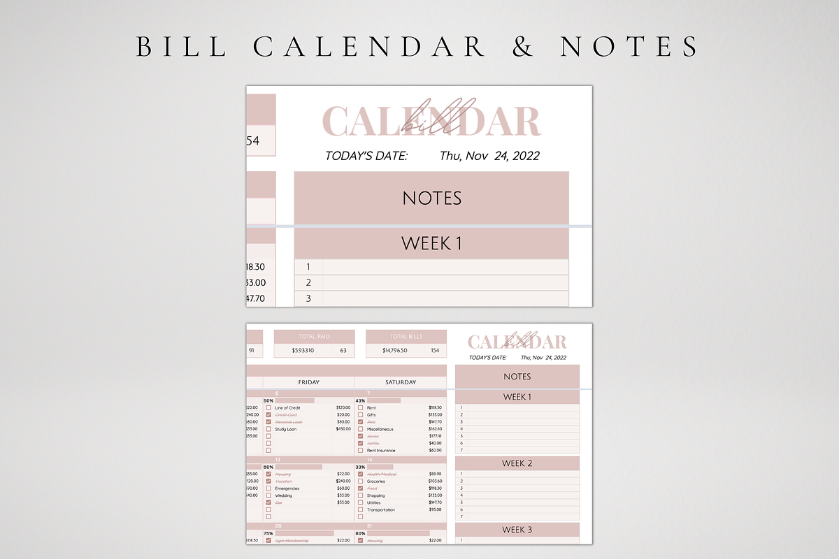 Digital Bill Calendar Spreadsheet, a Templates & Theme by BRANDcontent
