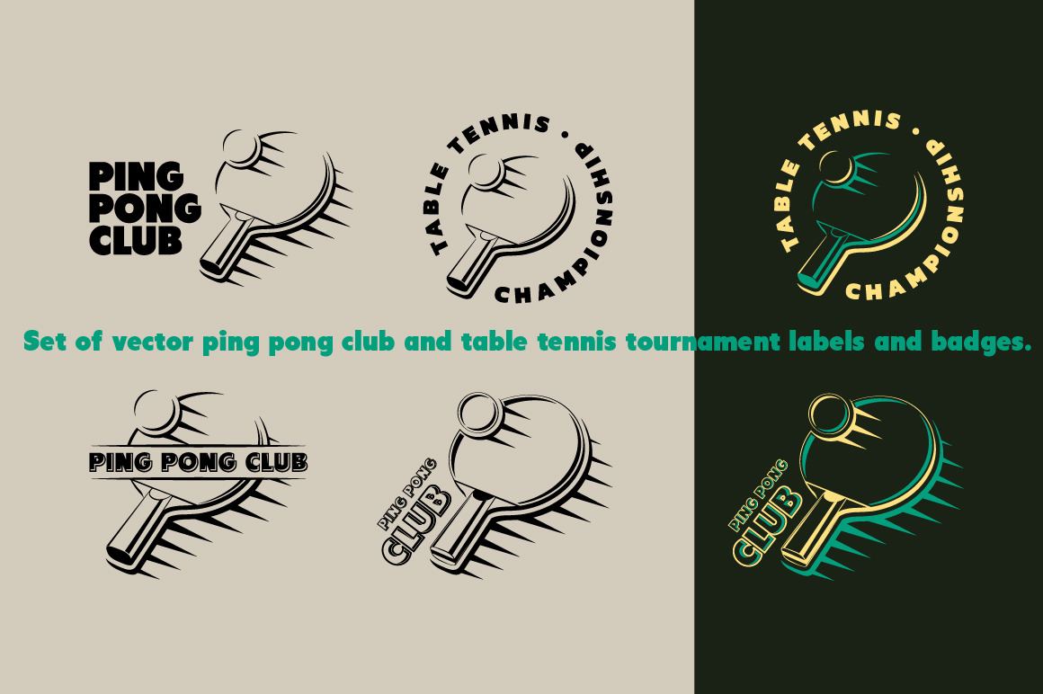 Set of ping pong club labels, logo., an Icon by PoPaShop