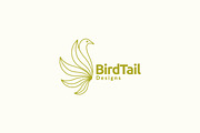 minimalist bird art leaf tail logo