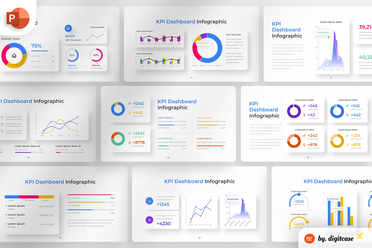 KPI DashBoard PowerPoint - Infographic Template