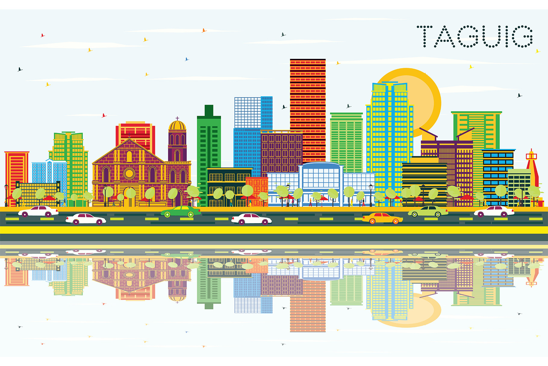 Taguig Philippines City Skyline, a Person Illustration by Booblgum