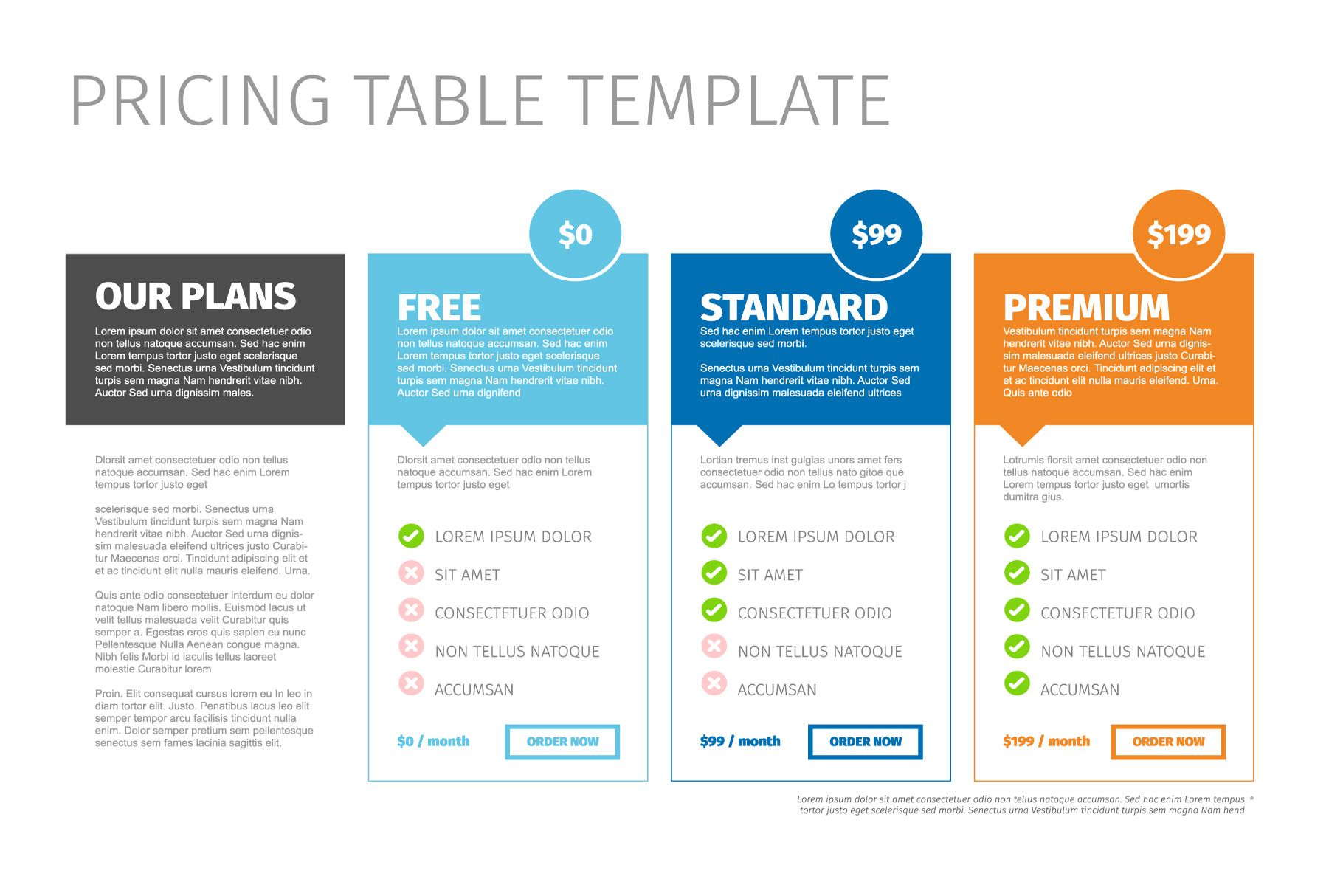 Product pricing table template | Templates & Themes ~ Creative Market