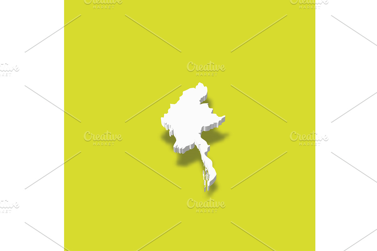 Burma, Myanmar - white 3D silhouette, an Object Graphic by pytyczech ...