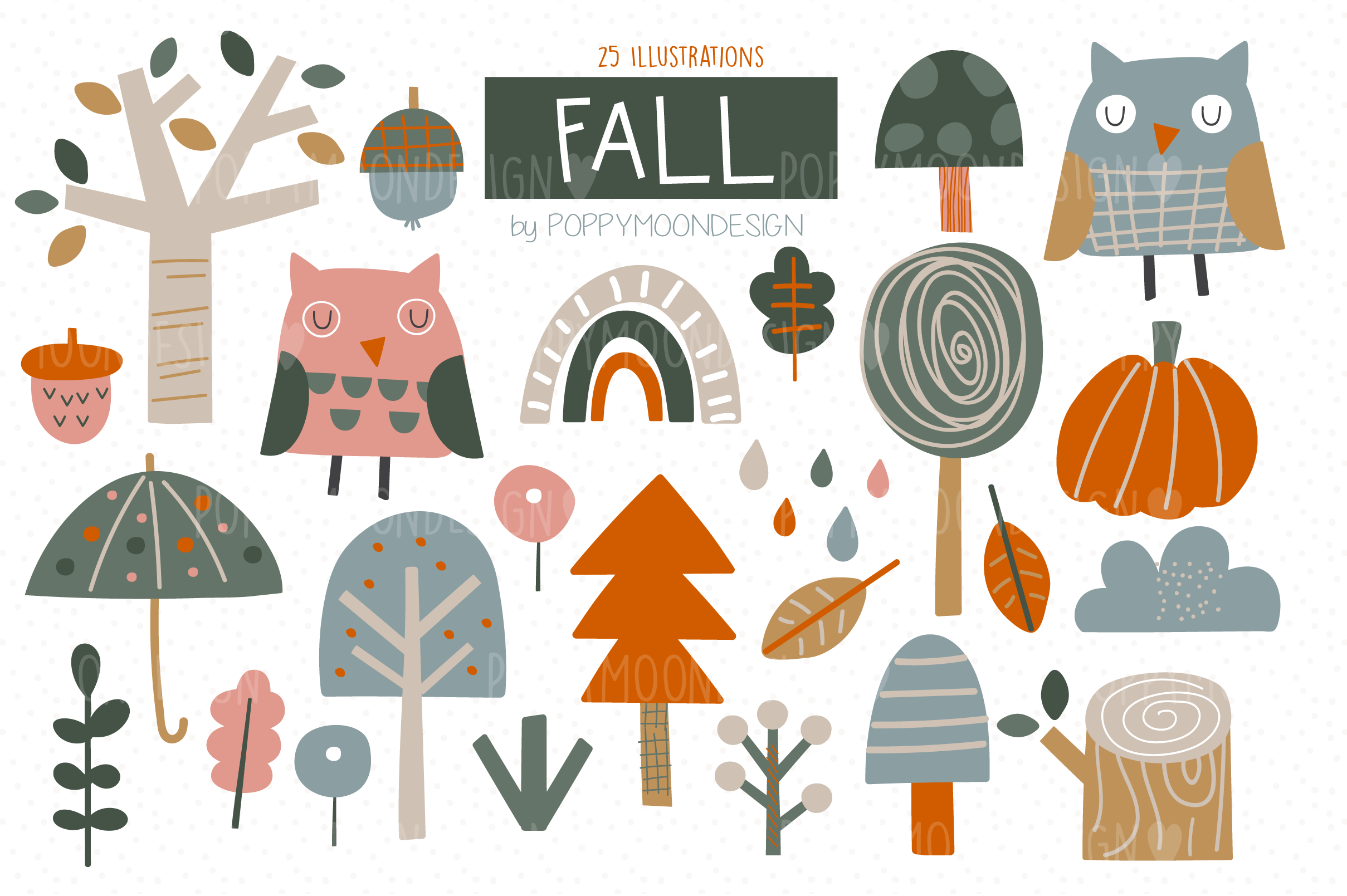 Fall clipart set, a Seasonal Illustration by Poppymoondesign | Creative ...