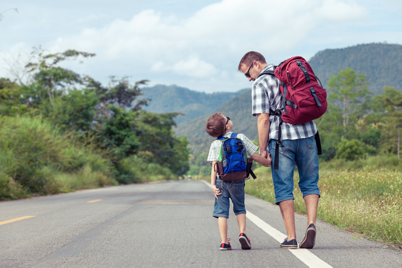 Father and son on the road stock photo containing family and vacation ...