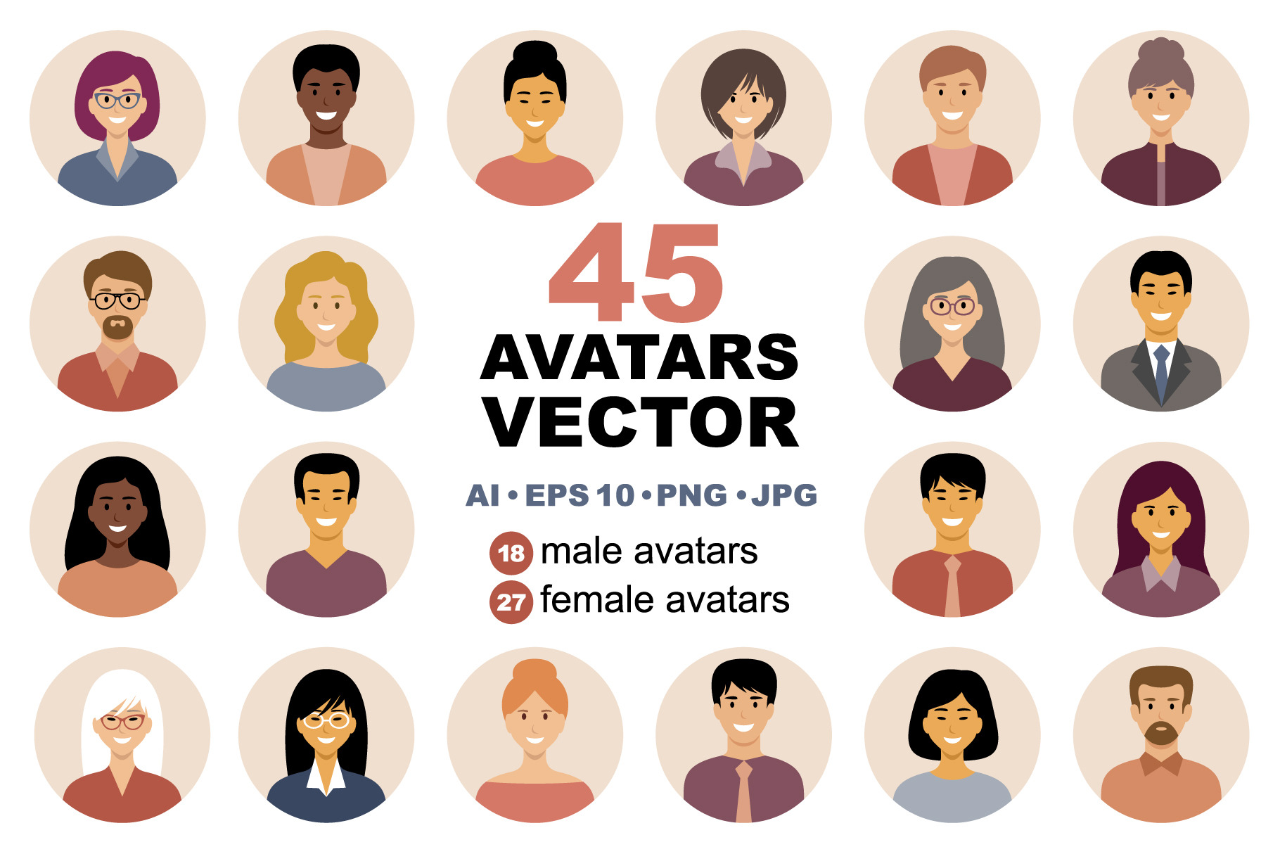 Avatar round icons with people | Icons ~ Creative Market