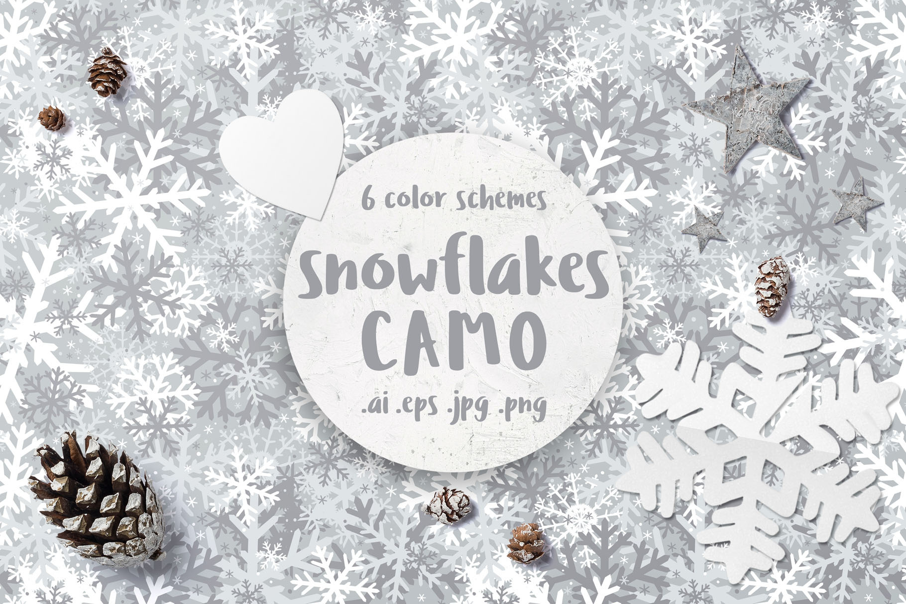 SNOWFLAKES camo, 6 color schemes, a Pattern Graphic by pineart