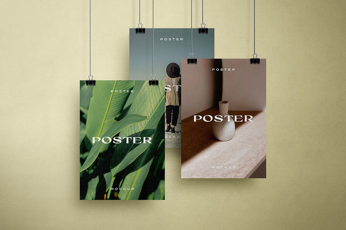 Hanging Posters Mockup, an Advertising Mockup by Design Squad
