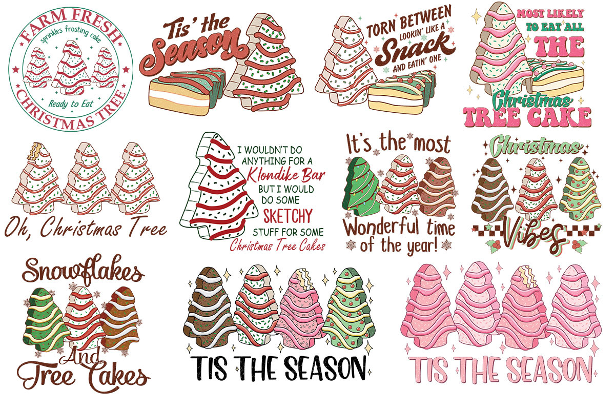 Christmas Tree Cake PNG Bundle, an Object Graphic by Boodesign