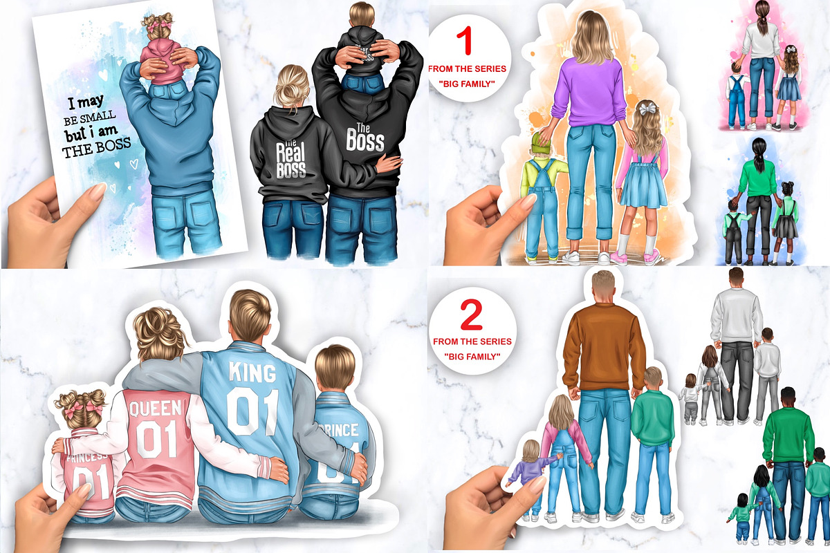 Family clipart, bundles, big set.