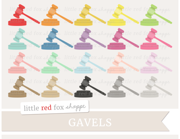 Gavel Clipart, an Education Illustration by Little Red Fox Shoppe