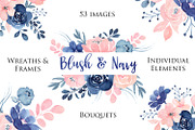 Blush and Navy Watercolor Designs, an Illustration by Graphic Blue Bird
