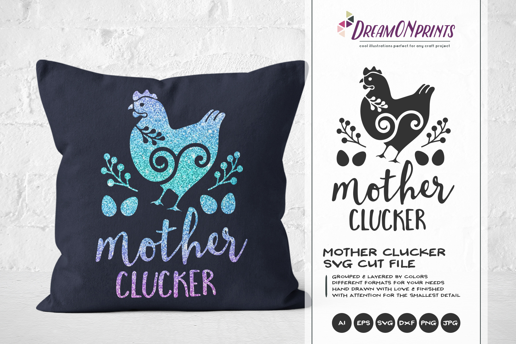 Mother Clucker SVG Vector, a Decorative Illustration by DreamONprints