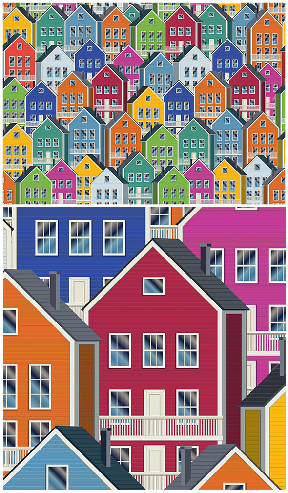 Colorful Houses Pattern, a Pattern Graphic by Blacklight