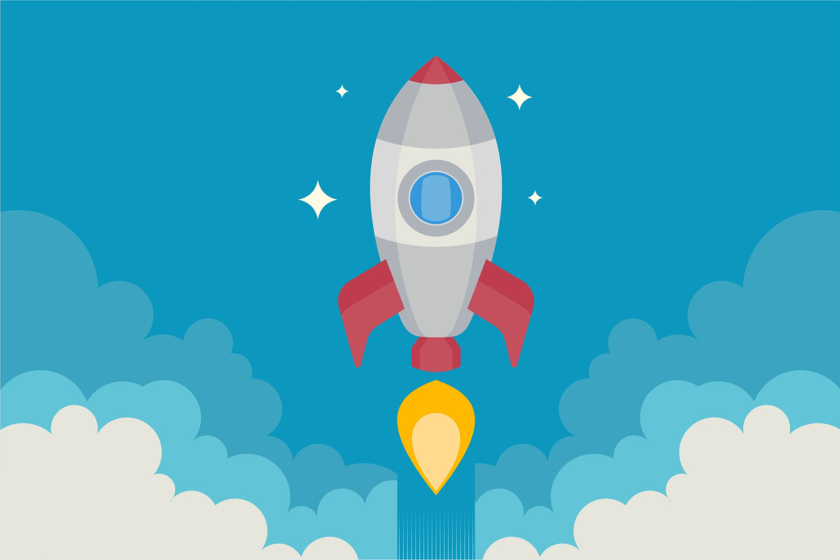 Rocket Launch Flat Icon Illustration, a Technology Illustration by ...