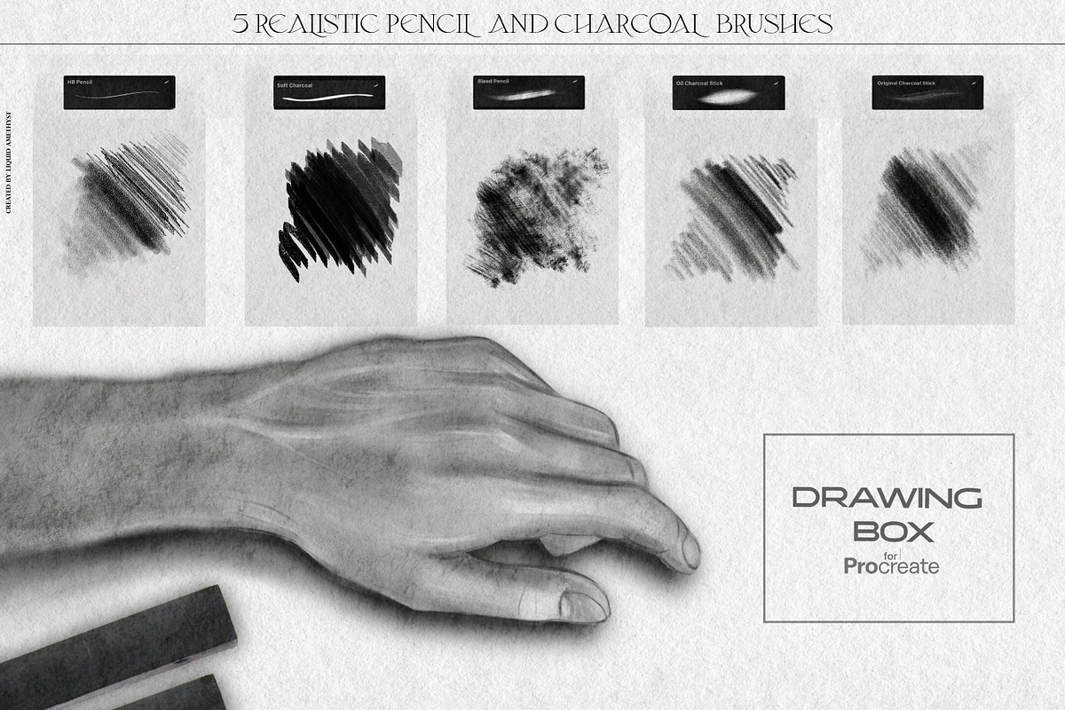 Drawing Box Pencils For Procreate, a Brush Add-On by Liquid Amethyst ...