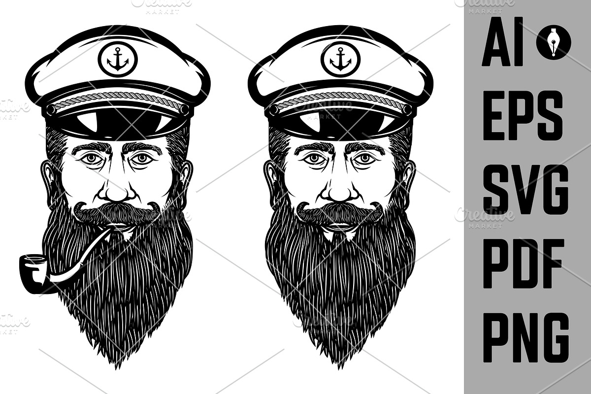 Illustration of the sea captain SVG, a Person Illustration by ...
