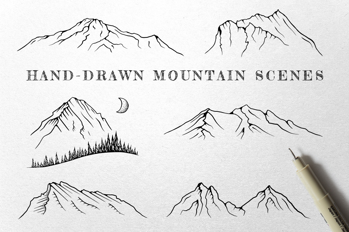 Hand-Drawn Mountain Scenes, an Illustration by Build Interactive