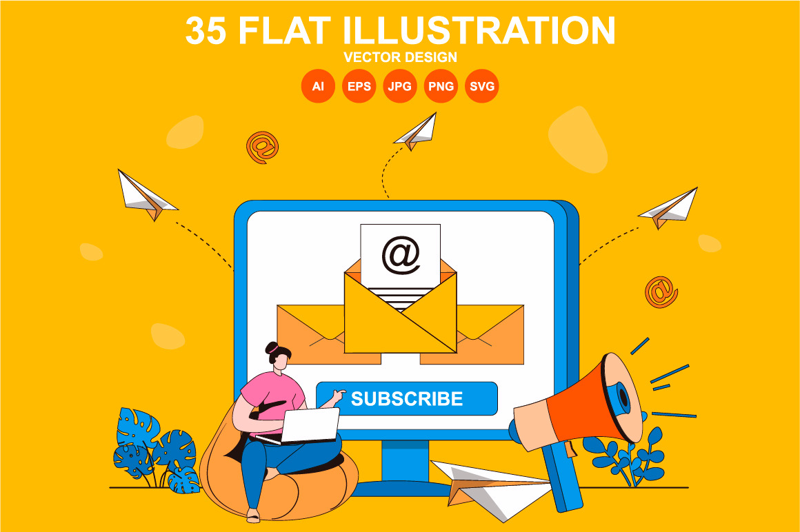 Flat 2D Web Illustrations | Templates & Themes ~ Creative Market