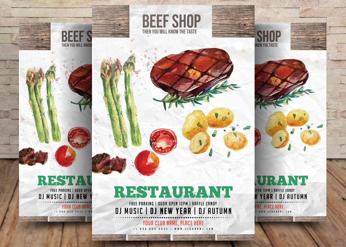 Butcher and Beef Shop Flyer Template, a Flyer Template by graphicforest
