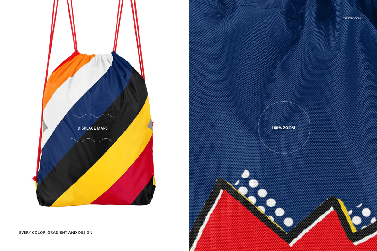 Drawstring Backpack Mockup Set, a Product Mockup by creatsy5