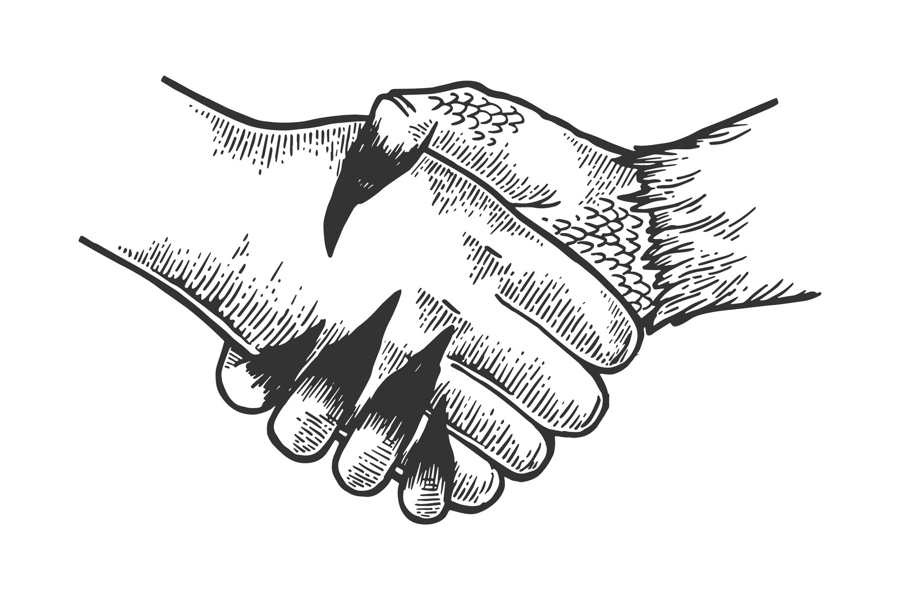 Devil handshake engraving vector, an Object Illustration by AlexArt