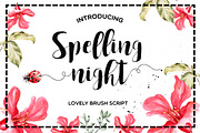 Spelling Night, a Script Font by Creamy Script