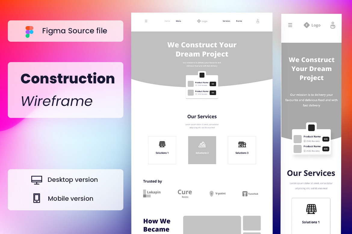 Construction Wireframe Website | Creative Market