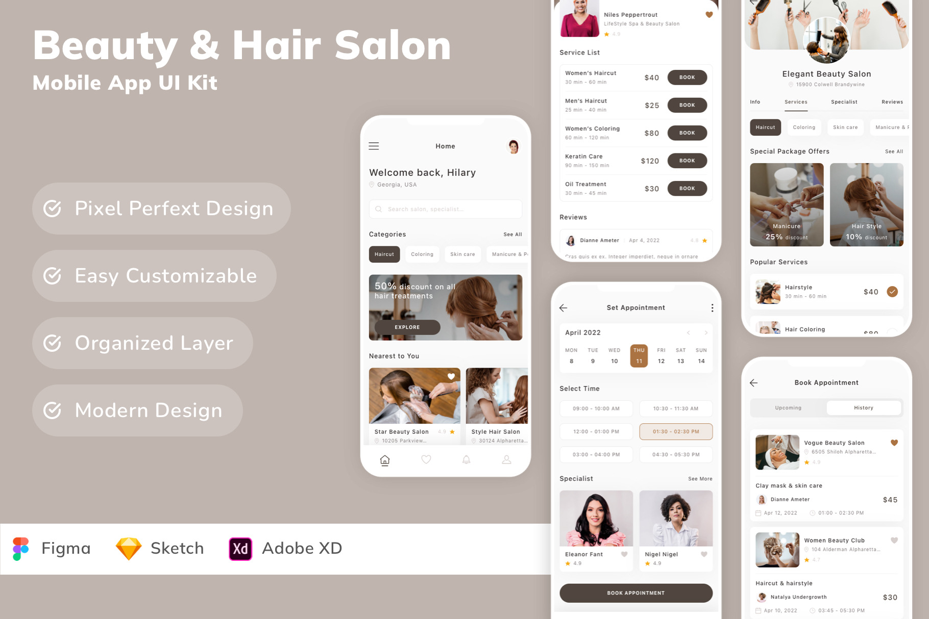 Beauty Hair Salon Mobile App UI Kit, an UI Kit Template by Betush