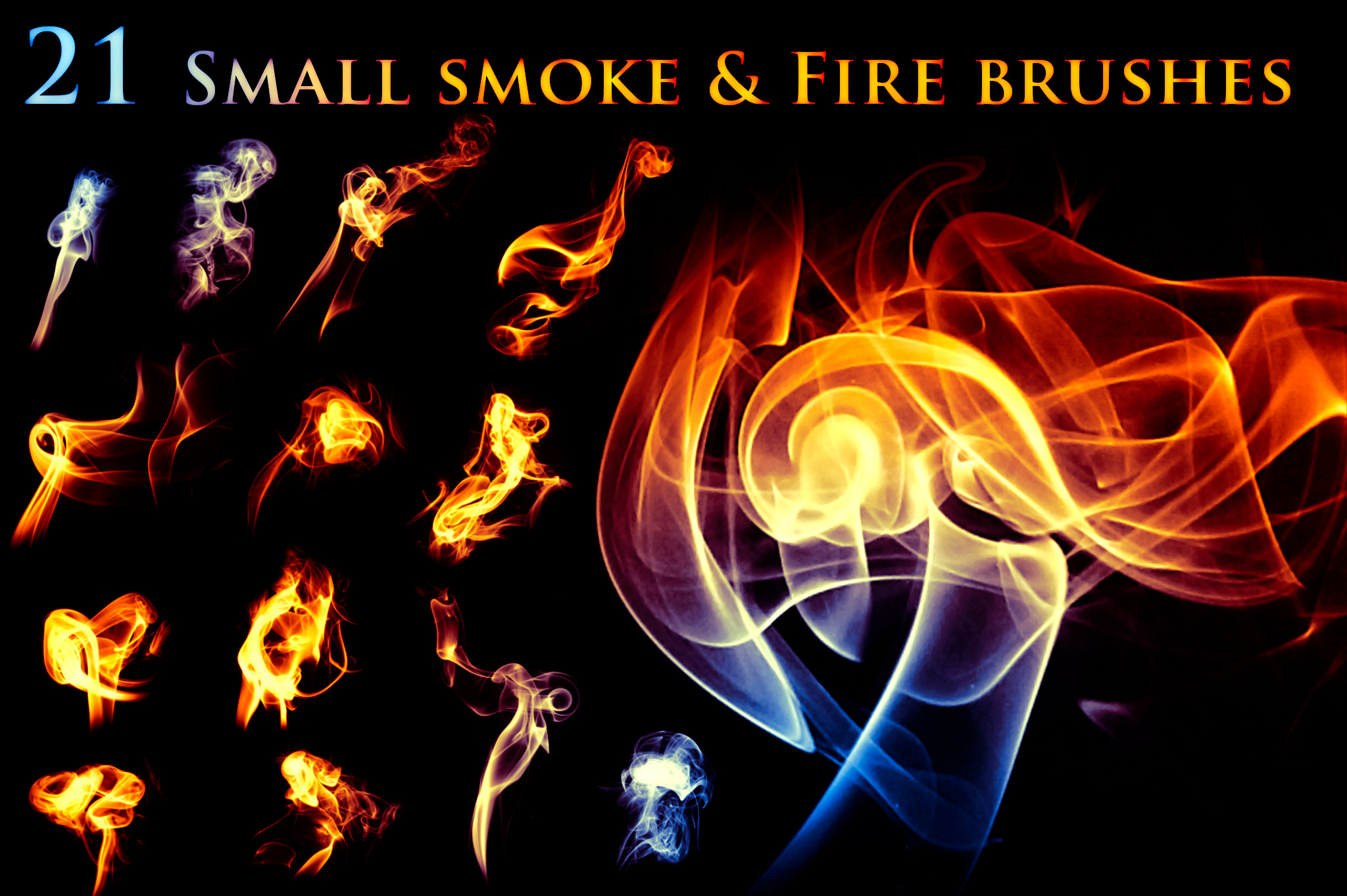 21 Small Smoke & Fire Brushes, a Brush Add-On by xresch