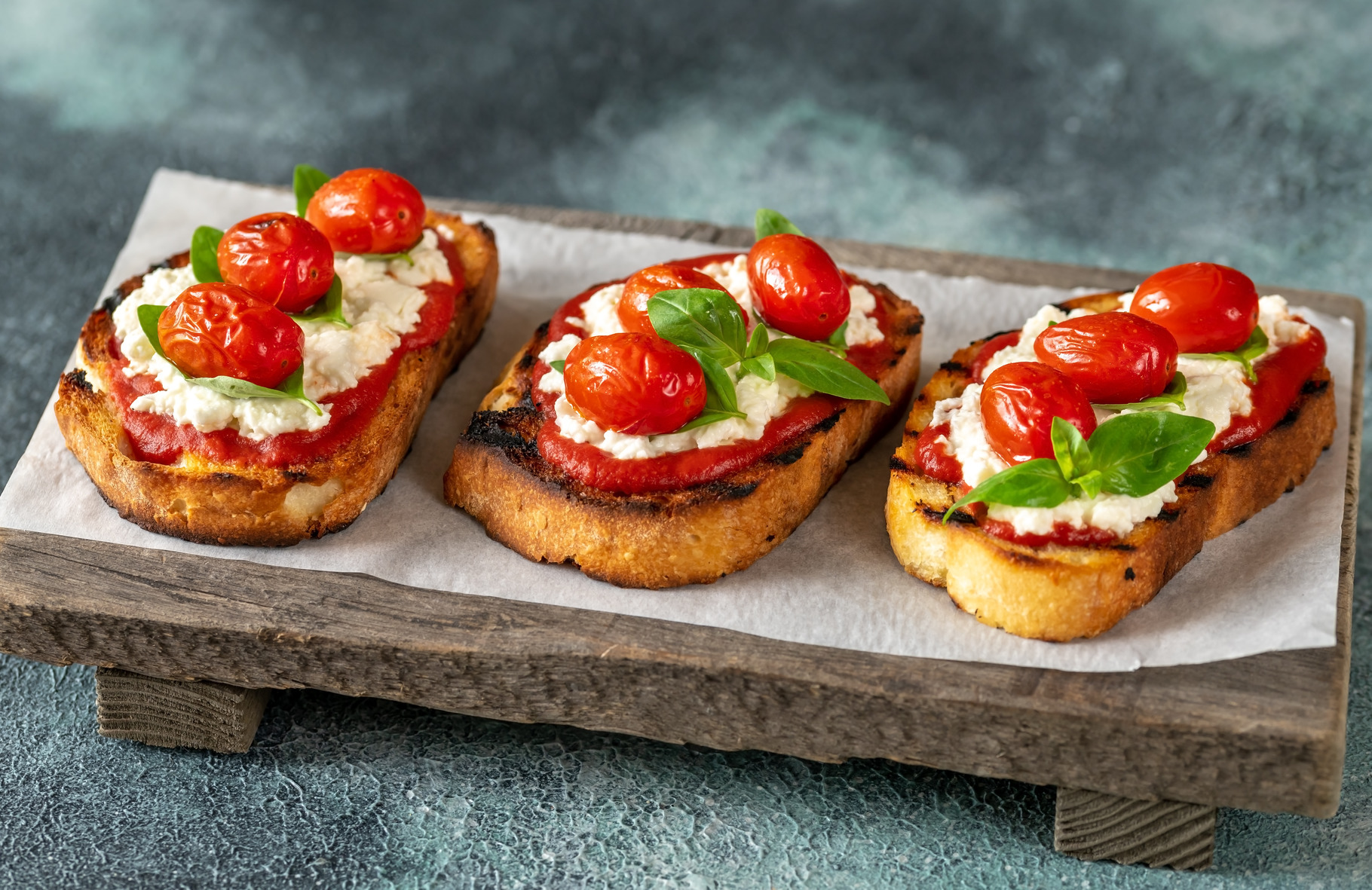 Italian bruschettas featuring appetizer, board, and bocconcini | Food ...