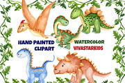 Watercolor Dinosaur Clipart, an Animal Illustration by vivastarkids