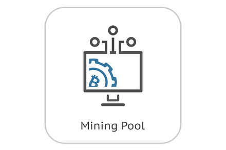 Bitcoin Mining Pool Icon., an Outline Icon by PictureInStock