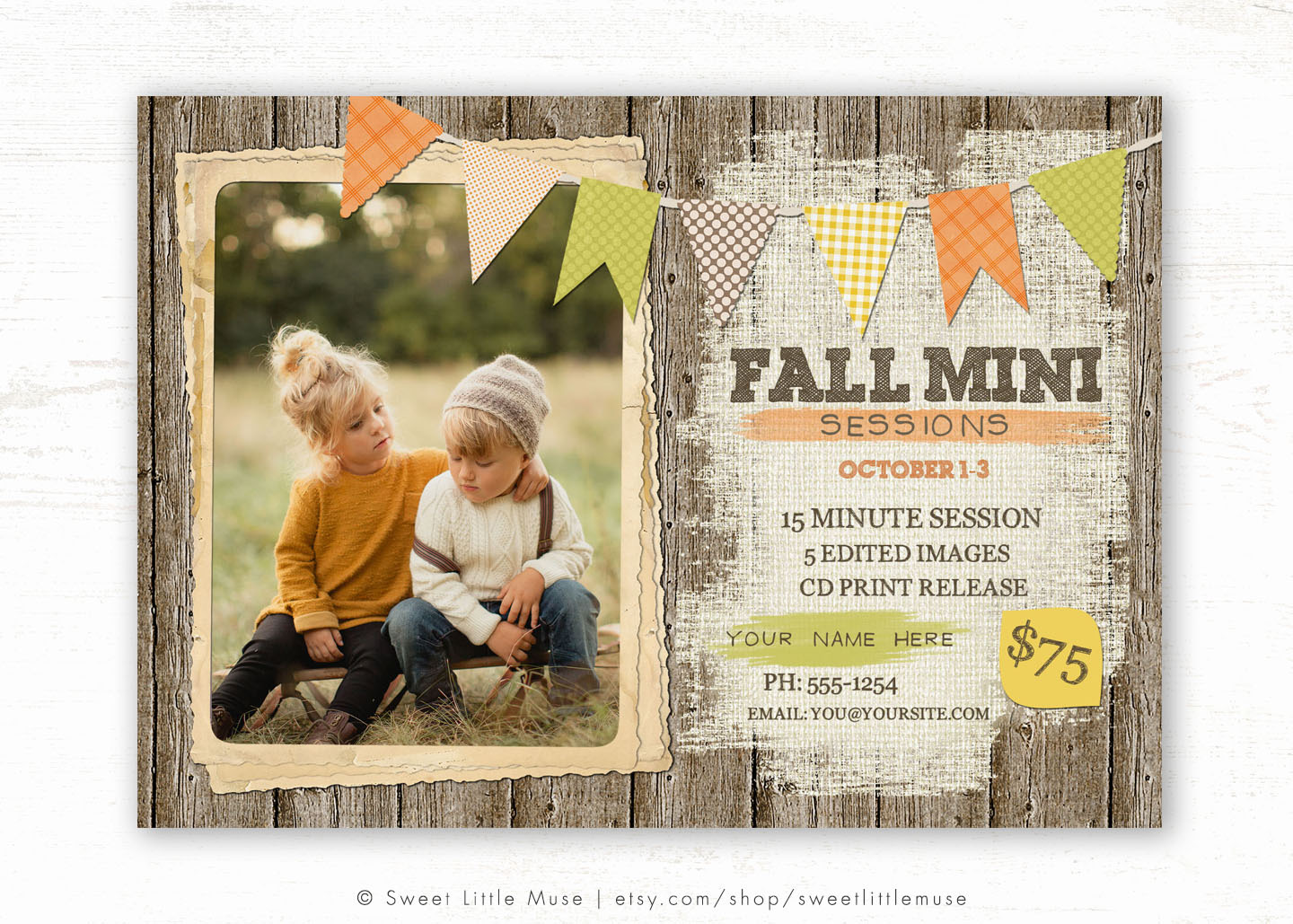 Fall Mini Session Template, a Flyer Template by Sweet Little Muse