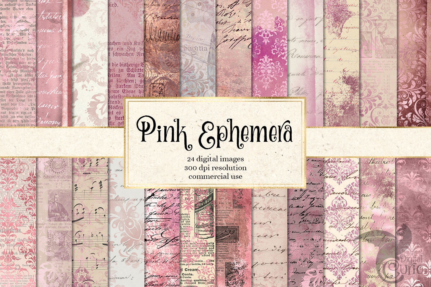 Pink Ephemera Textures, a Texture Graphic by Digital Curio
