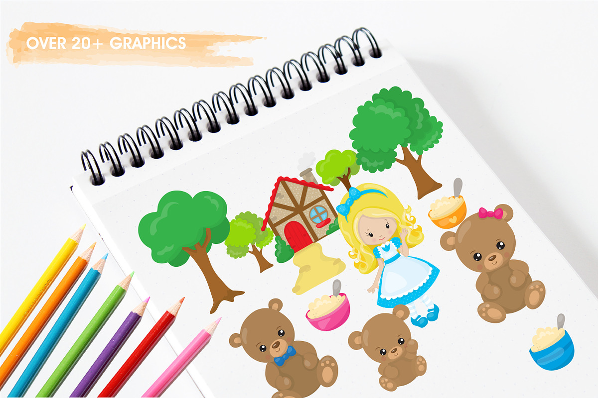 Goldilocks illustration pack, an Illustration by PrettyBundles