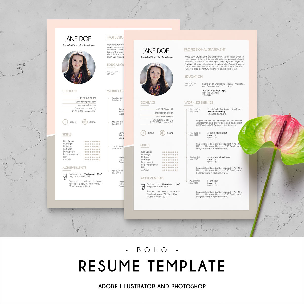 Boho | Resume Template, a Resume Template by Gabellare