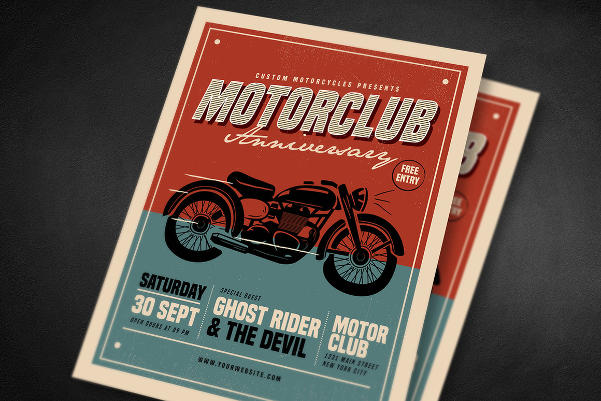 Retro Motorclub Event Flyer, a Flyer Template by Guuver