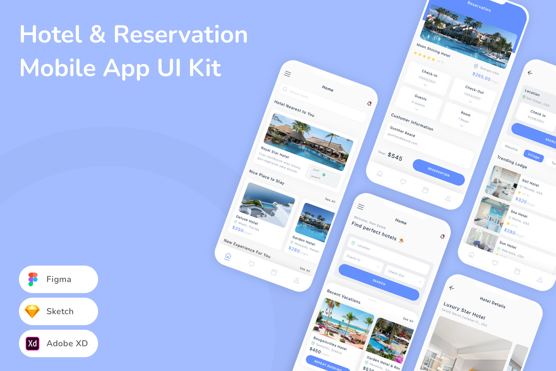 Hotel Reservation Mobile App UI Kit, an UI Kit Template by Betush