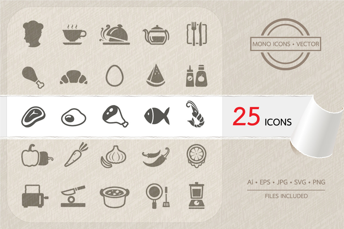 Food icons set. Vector, an Icon by Amornism | Creative Market