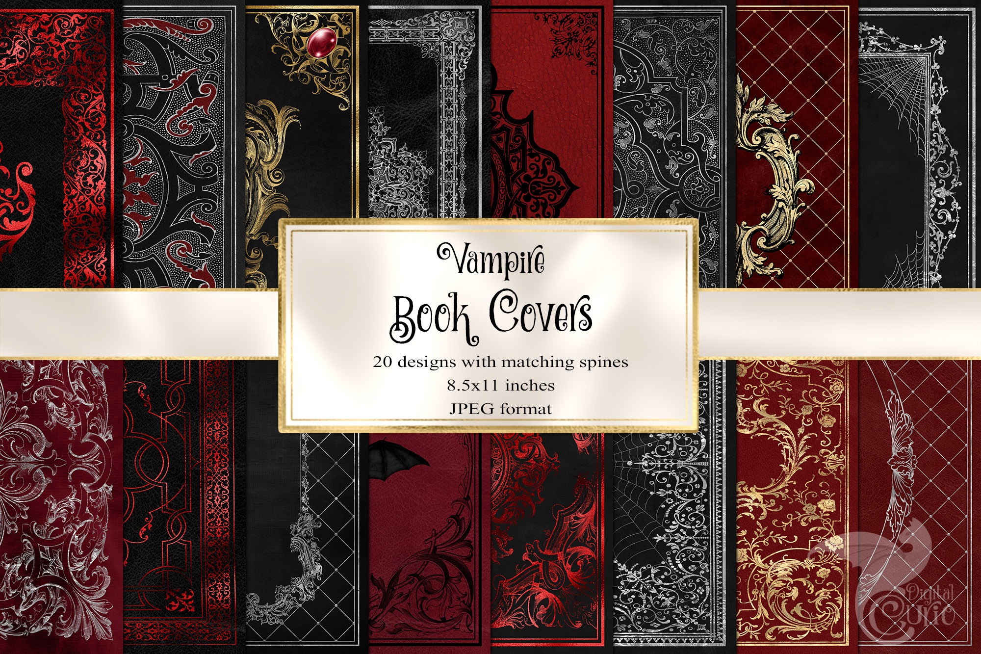 Vampire Book Covers Printables, a Pattern Graphic by Digital Curio