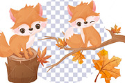 Autumn Series Little Fox Clipart Set | Creative Market