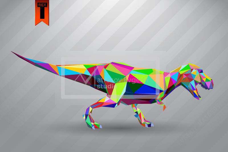 T-rex from triangles. color, an Animal Illustration by Matrosovv