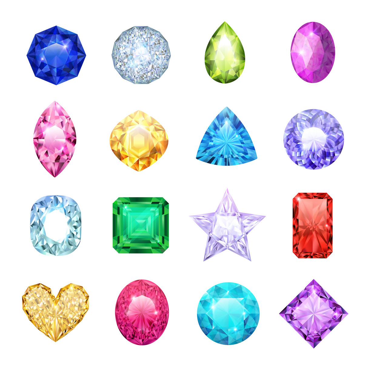 Gem realistic icon set, an Icon by Macrovector